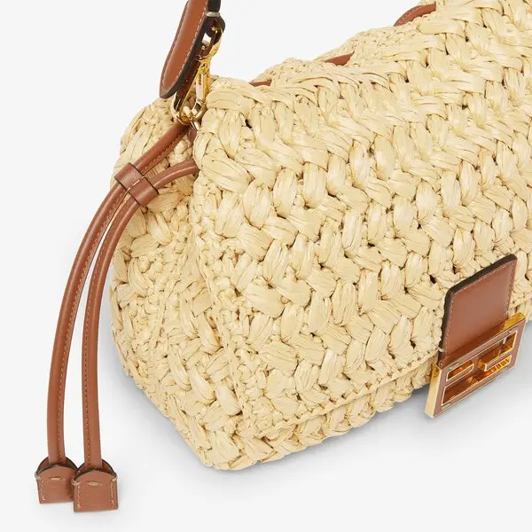 Fendi Baguette® Soft Medium Natural-colored Raffia-effect Woven Bag
